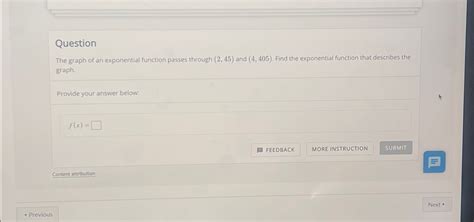 solved questionthe graph of an exponential function passes