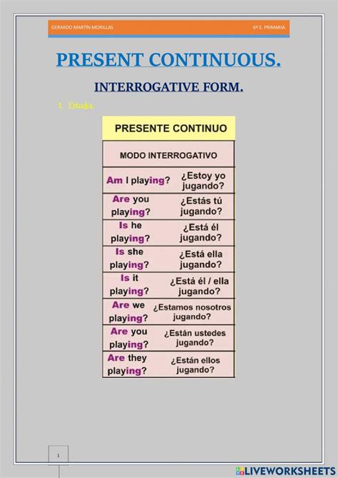 Present Continu Free Interactive Worksheets 730223