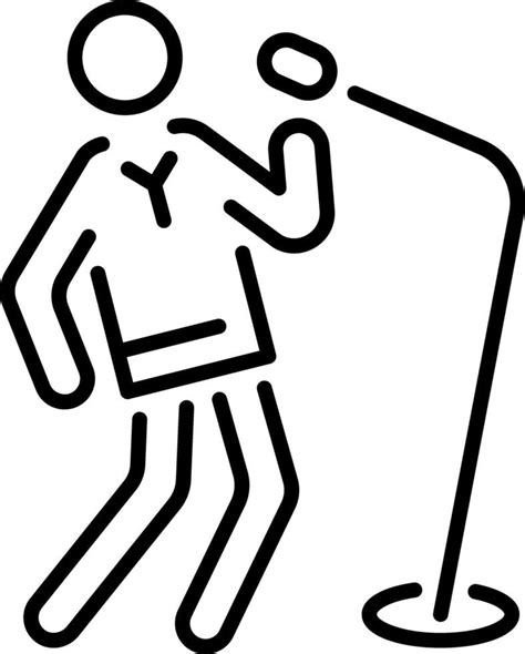 Outline Icon Of Party Singer Performing Using A Mic Stand 56980177