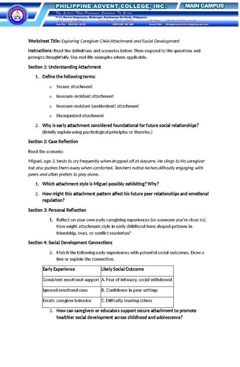 Worksheet Exploring Attachment And Social Development Psych 101 Studocu