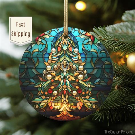 2025 Christmas Ornament Stained Glass Christmas Decor Holiday T