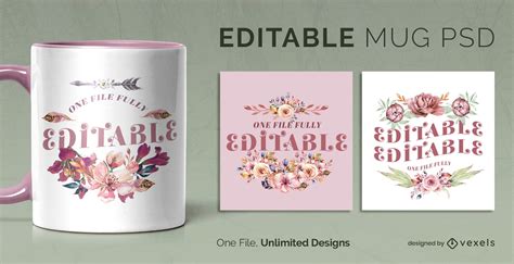 Floral Mug Design Template Scalable Psd Editable Template