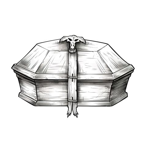 Coffin Vampire Sarcophagus Sketch Cross Shaped Emblem On The Lid Png