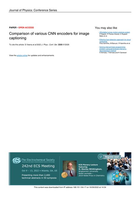 Pdf Comparison Of Various Cnn Encoders For Image Captioning