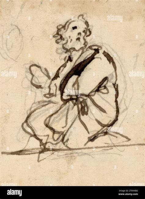 Kneeling Apostle Daniel Gran Vienna Around 1694 1757 St Pölten 1749 Drawing Pen On Lead