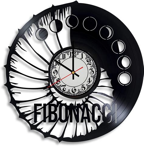 Fibonacci Spiral Vinyl Record Wall Clock Fibonacci Sequence Art Sacred Geometry Artwork Math