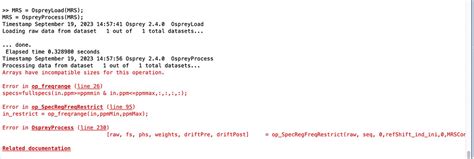 Error In Ospreyprocess About Processing Hermes Data Arrays Have