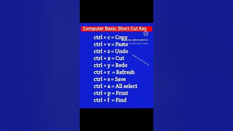 computer basic shotcuts youtube