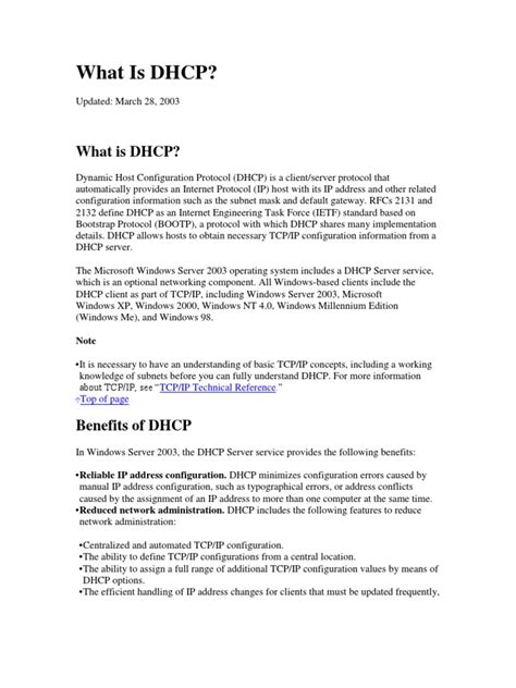 what is dhcp pdf ip address domain name system