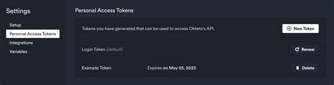 Personal Access Tokens Okteto Documentation