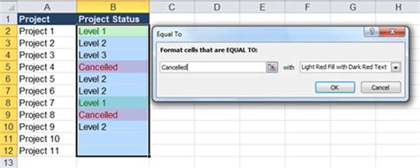 Conditional Formatting And Drop Down Menus