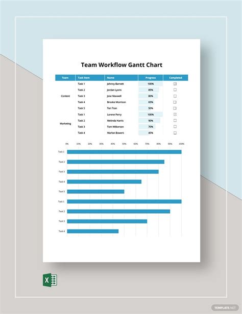 Team Workflow Gantt Chart Template In Excel Download