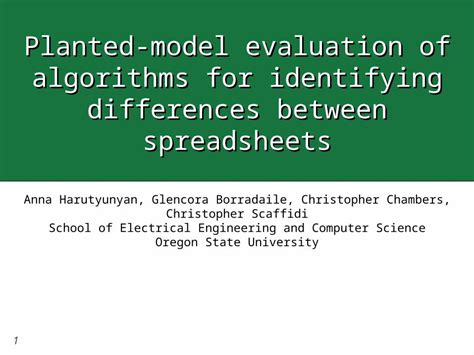 Ppt Planted Model Evaluation Of Algorithms For Identifying Differences Between Spreadsheets