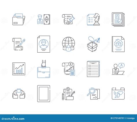 Document Processing Outline Icons Collection Documentation Processing