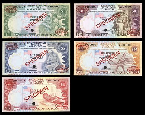 1889 Monetary Board Of Western Samoa Specimen 1 And 2 Tala Nd 1980