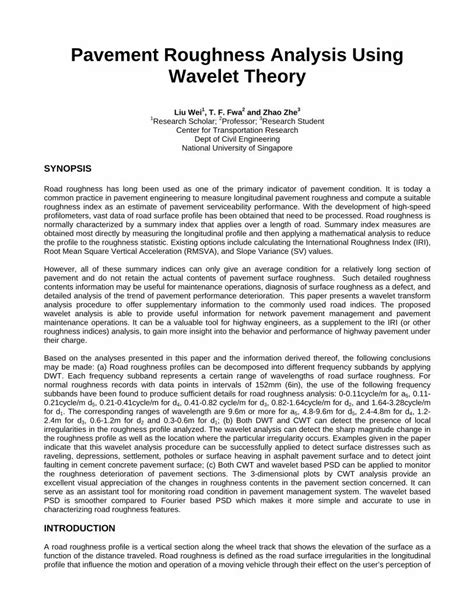 Pdf Pavement Roughness Analysis Using Wavelet Dokumen Tips