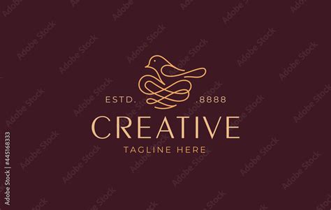 Bird And Abstract Nest Logo Design Template Bird Nest In One Line Art
