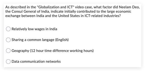 Solved As Described In The Globalization And Ict Video