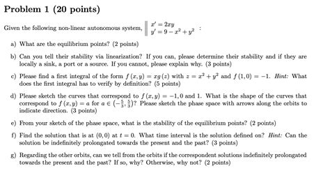 solved problem 1 20 points given the following non linear