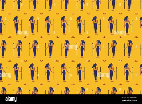 Ancient Egypt Seamless Pattern Hieroglyphic Carvings On The Exterior