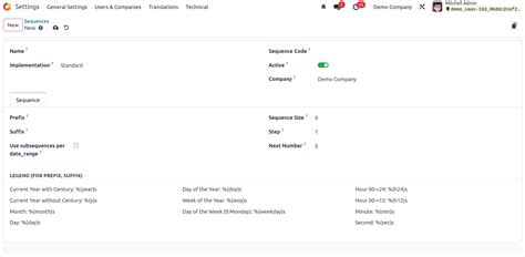 Sequence Number Modification Operations Odoo 17 Accounting Book