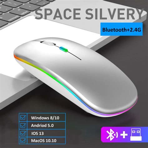 Wireless Mouse Rgb Bluetooth Computer Mouse Silent Rechargeable