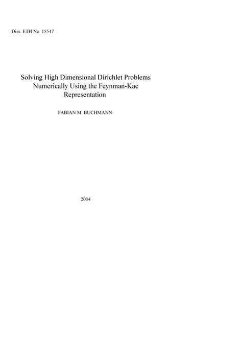 pdf solving dirichlet problems numerically using the feynman kac