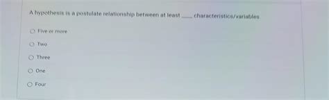 Solved A Hypothesis Is A Postulate Relationship Between At