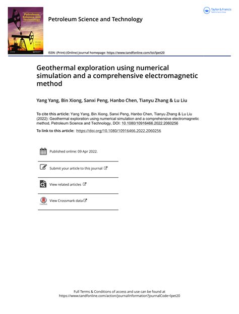 Pdf Geothermal Exploration Using Numerical Simulation And A Comprehensive Electromagnetic Method