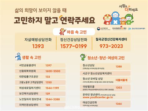 칠곡군 봄철 ‘자살고위험 시기자살예방 집중관리 실시