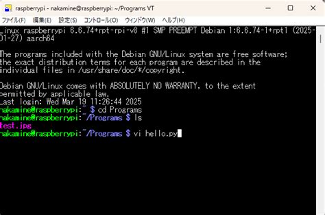 Raspberry Piでファイル作成 創造技術実習