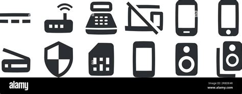 Set Of 12 Icons Hardware A Set Vector Icons Simple Set Linear Icons