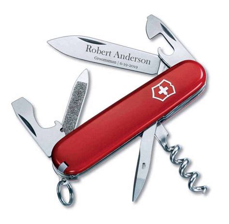 Custom Engraved Victorinox Sportsman Red Swiss Army Knife Multitool