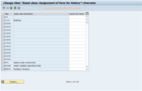 OAAY SAP Tcode FI AA Hist Layout Set Asset Class