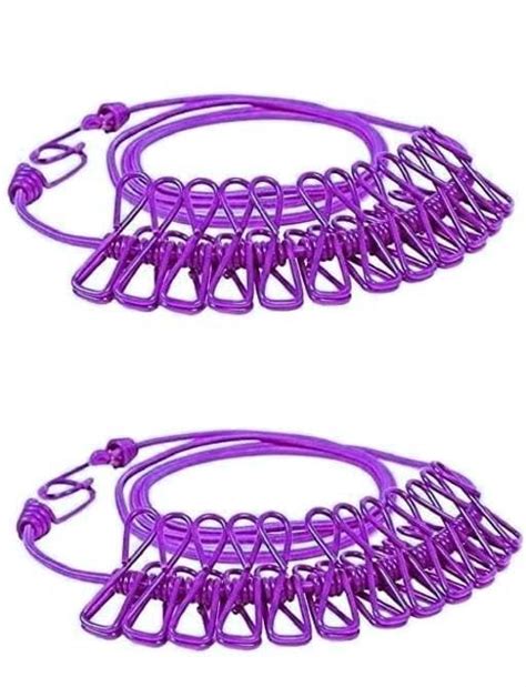 Shifra® Cloth Drying Rope With 12 Clips And Hooks Heavy Duty Travel