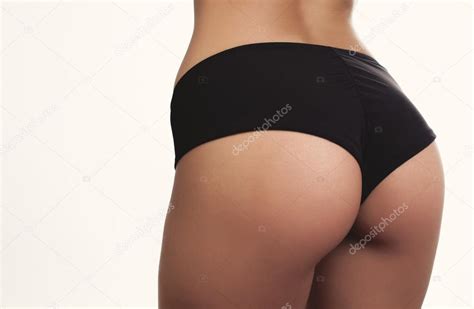 Primer Plano Mujer Hermosas Nalgas Sobre Fondo Blanco 2024