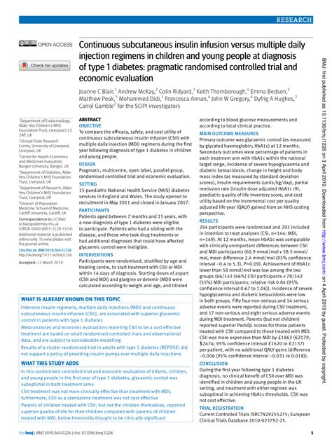 Pdf Continuous Subcutaneous Insulin Infusion Versus Multiple Daily Injection Regimens In