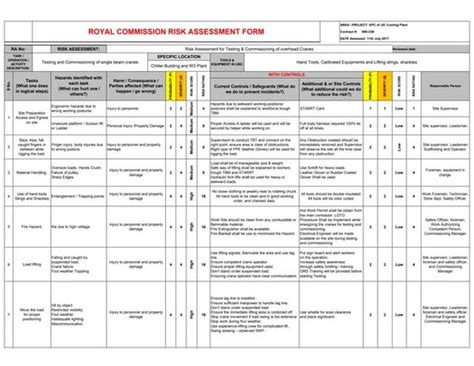 Risk Assessment Examplepdf Weightlifting Sports