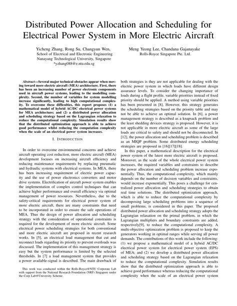 Pdf Distributed Power Allocation And Scheduling For Electrical Power System In More Electric