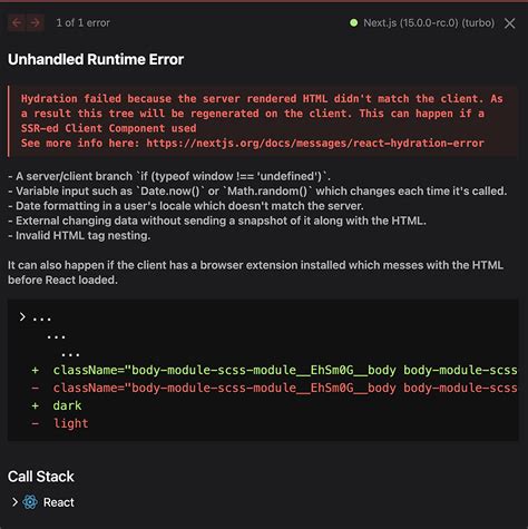 React Hydration Error Hydration Failed Because The Server Rendered Didnt Match The Client