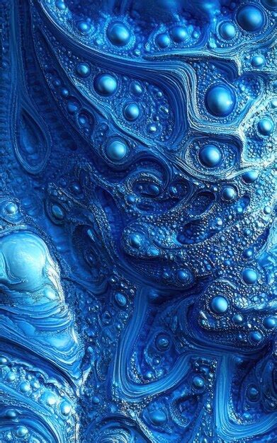 Blue Colored Fractal Patterns Texture Premium Ai Generated Image