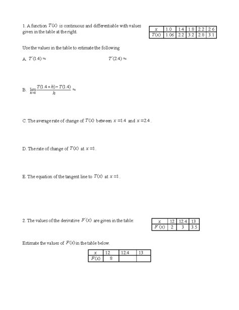 Notation This Is Coursework For Calculus This Was The Worksheet