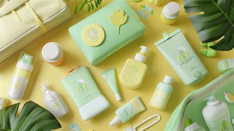 Assorted Green And Yellow Items On Yellow Surface Stock Image Image