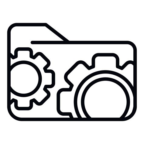 Gear Folder Icon Outline Style Vector Art At Vecteezy