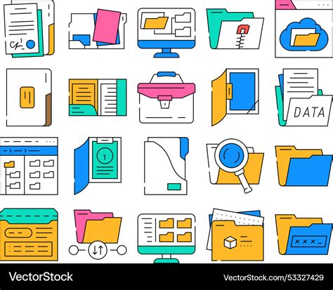 Folder Document Business File Icons Set Royalty Free Vector