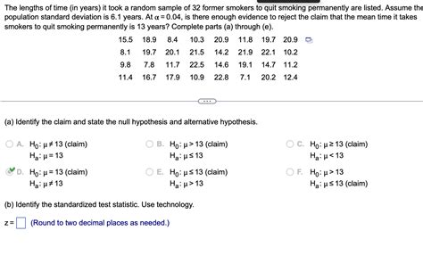 Solved B Identify The Standardized Test Statistic Use