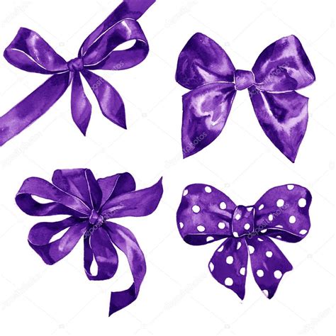 Watercolor Satin Violet Bow Stock Illustration By ©7slonov 111685422
