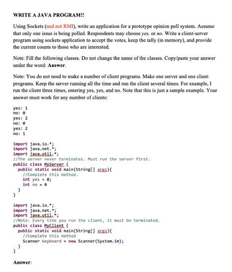 Write A Java Program Using Sockets And Not Rmi