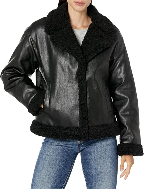Levis Womens Faux Leather Sherpa Lined Moto Jacket At Amazon Womens