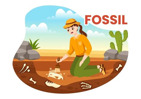 Premium Vector Fossil Illustration With Archaeologists Finds Dinosaur Skeletons On Excavation